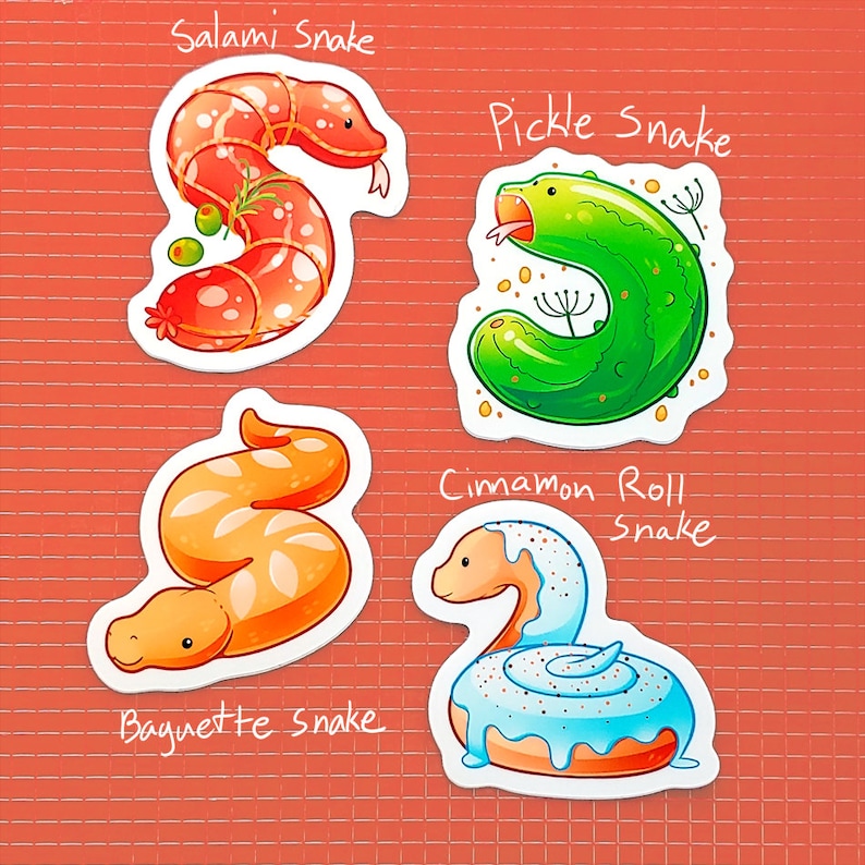 Food Snakes Stickers Matte Stickers Cute Snakes Snake - Etsy