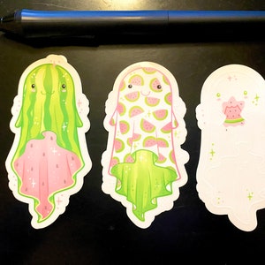Watermelon Ghost Stickers: Summerween Transparent Art - Etsy