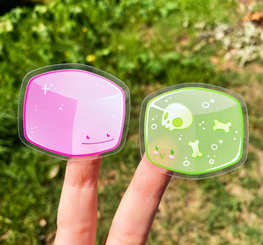 Ditto and Gelatinous Cube Stickers - Transparent Stickers - Pink Cube ...