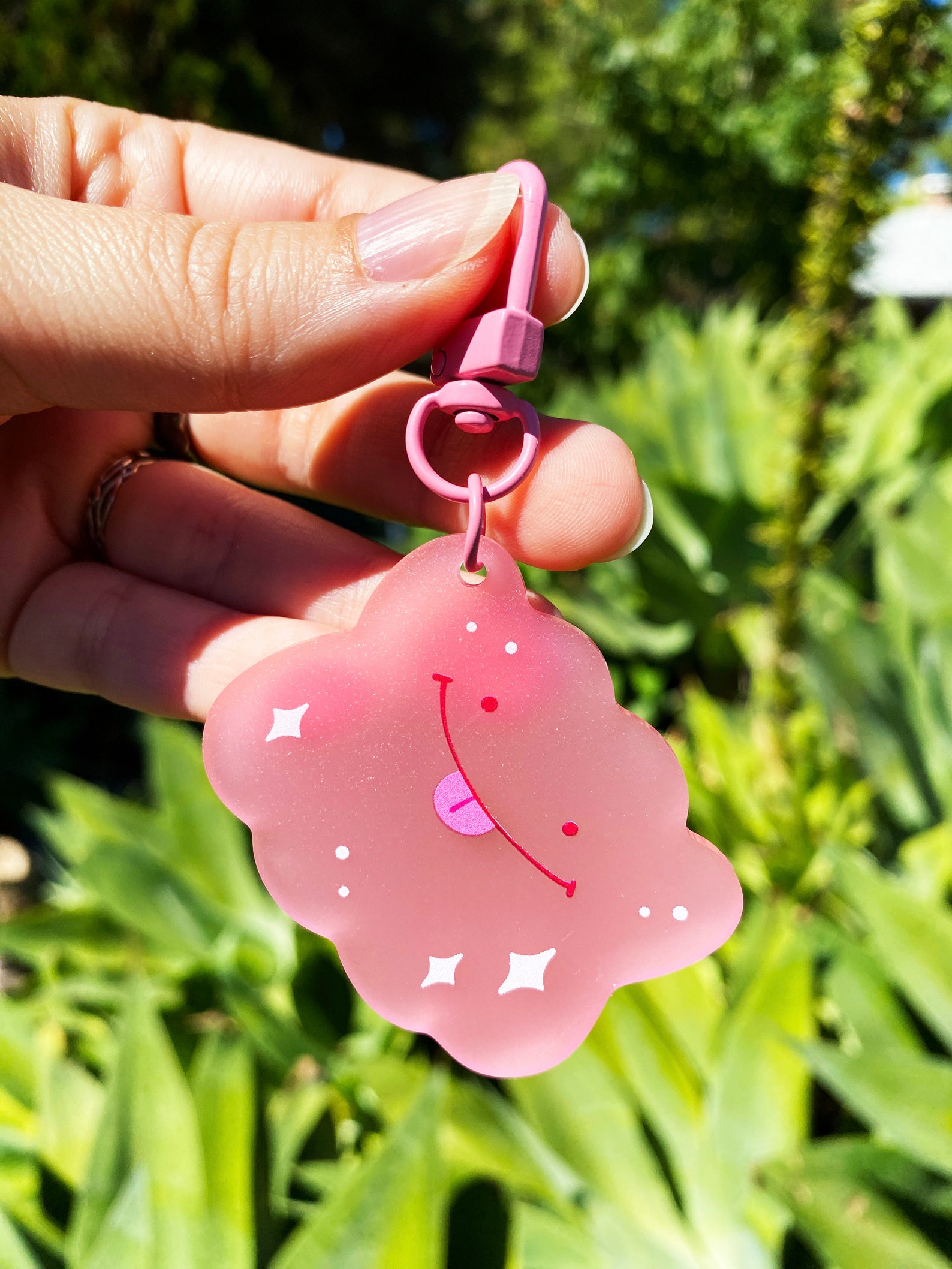 Frosted Acrylic Blob Keychain: Pink or Blue Charm - Etsy