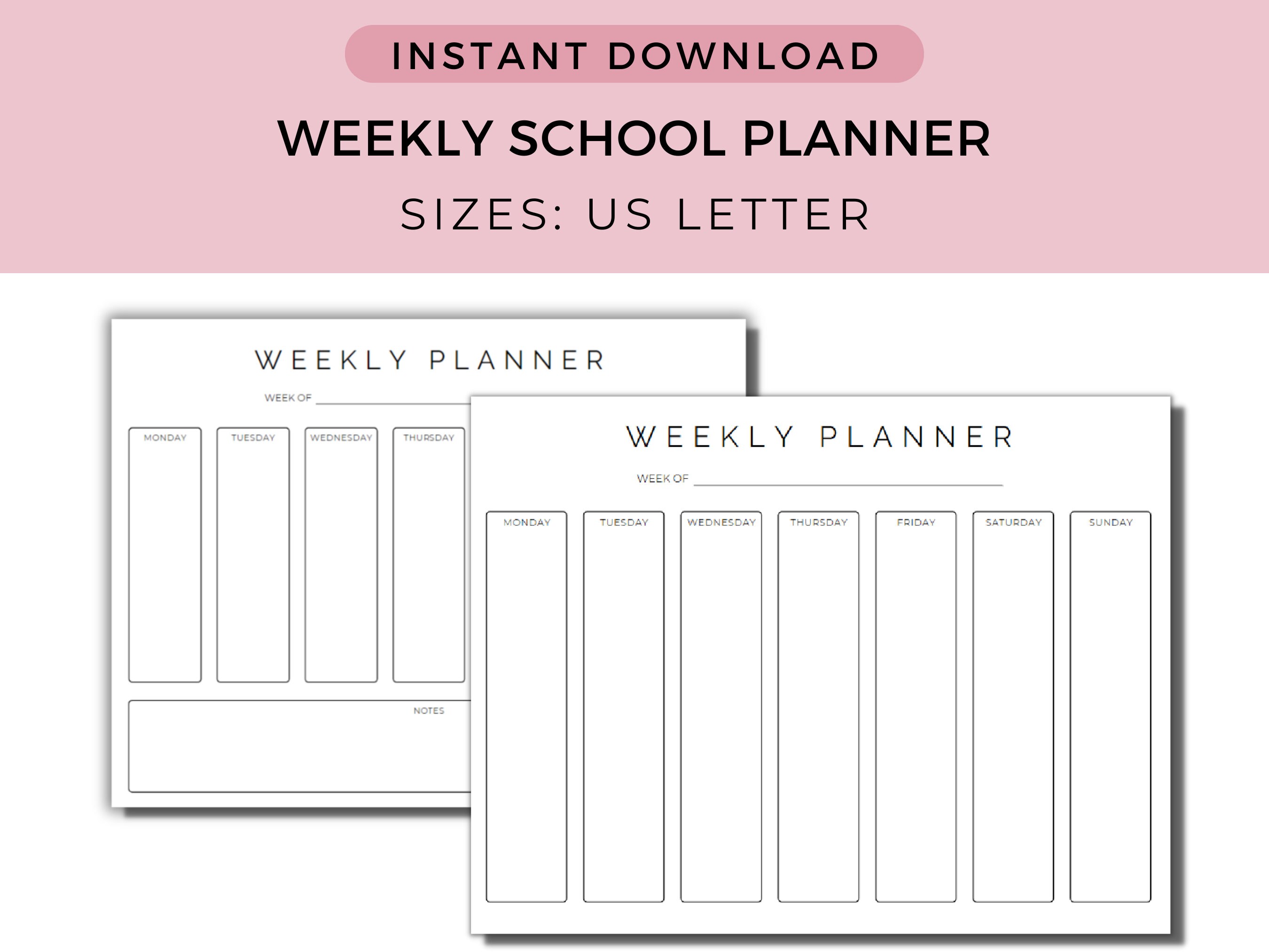 Week at A Glance Printable Planner Blank Weekly Planner - Etsy