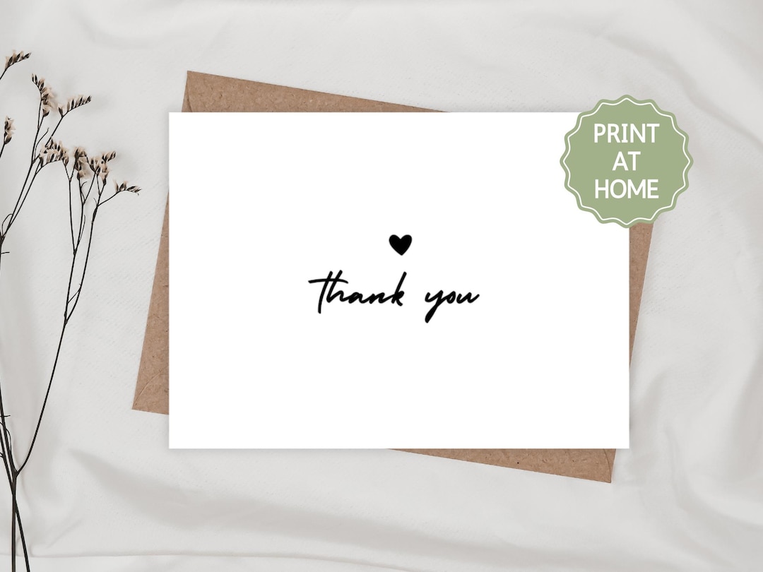 Printable Thank You Card | Minimal Thank You Card | Simple Printable ...