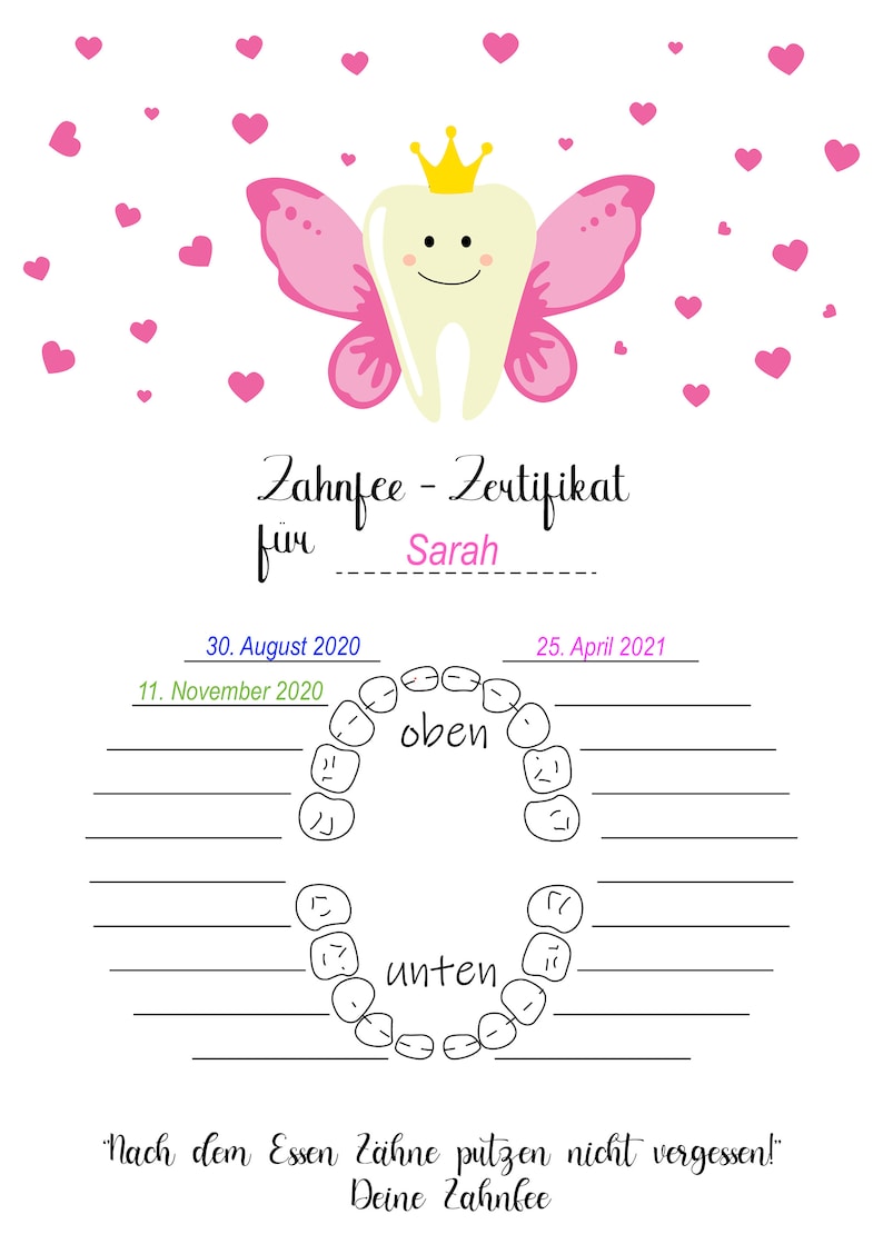 First Lost Tooth Digital Tooth Fairy Certificate Losing First Tooth ...