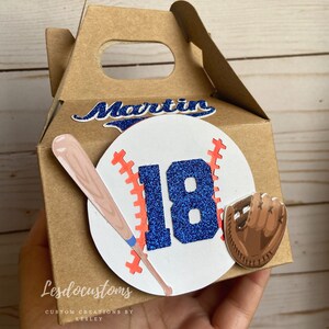 12 - Mini Personalized Baseball Gable Boxes - Treat Boxes - Custom ...