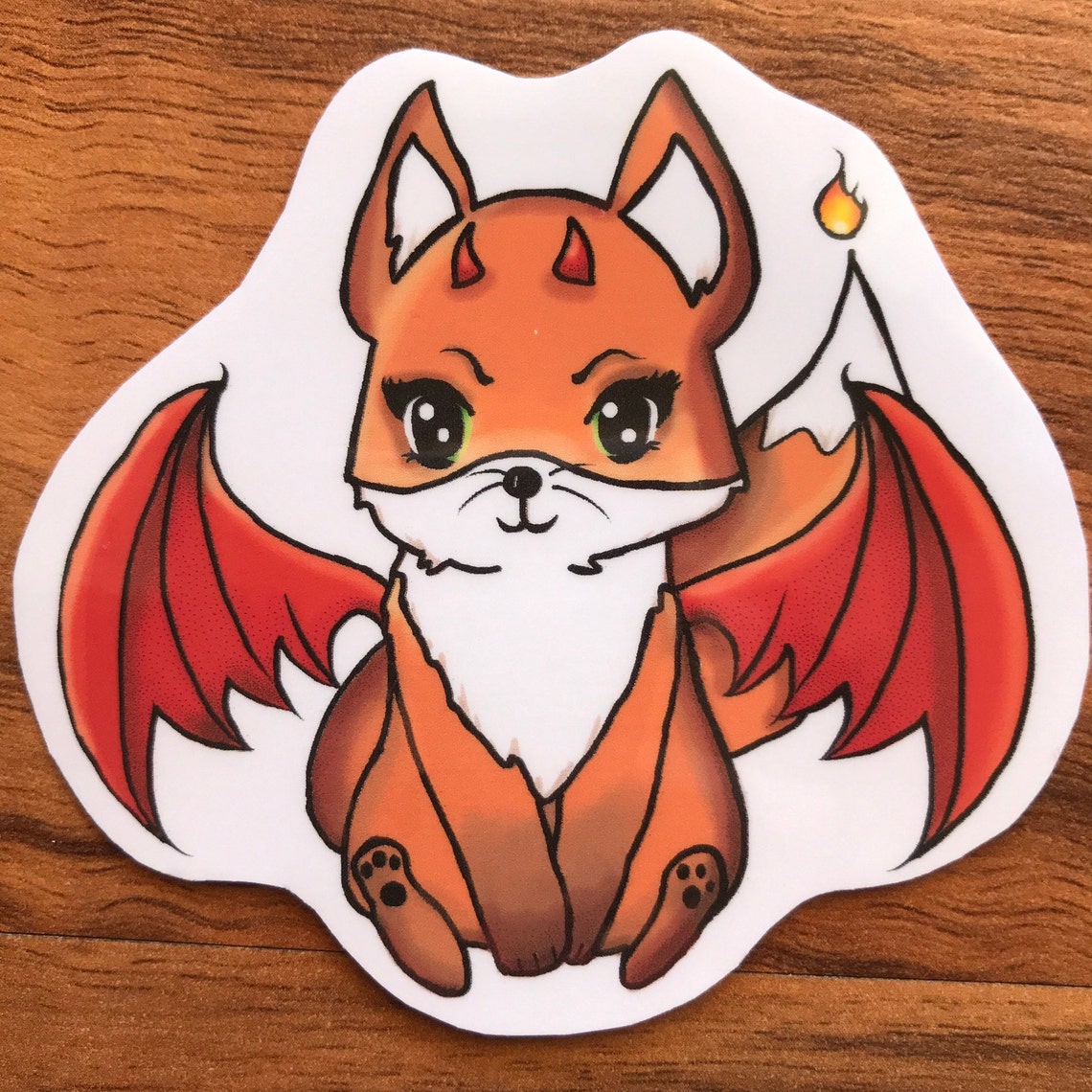 Red Fox Sticker, Winged Fox, Anime Animal, Dark Angel, Devil Decal ...