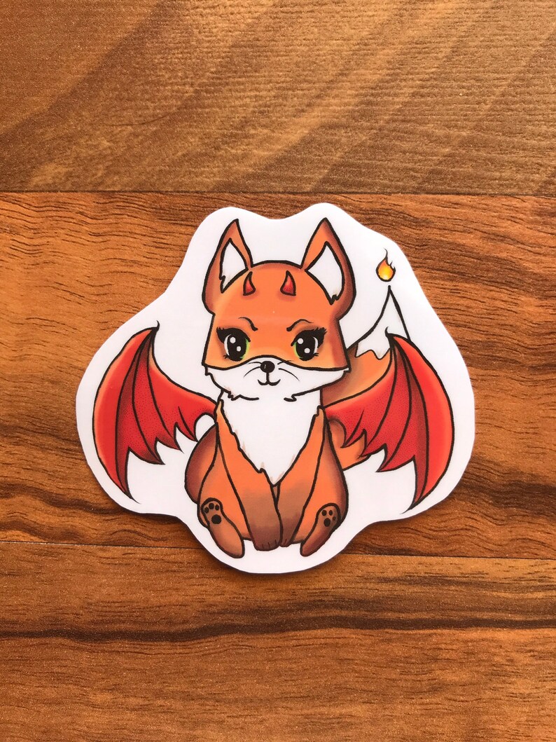 Red Fox Sticker, Winged Fox, Anime Animal, Dark Angel, Devil Decal ...