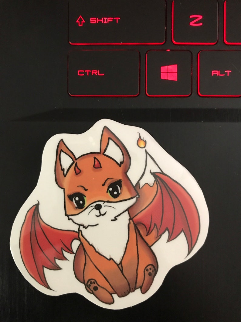 Red Fox Sticker, Winged Fox, Anime Animal, Dark Angel, Devil Decal ...