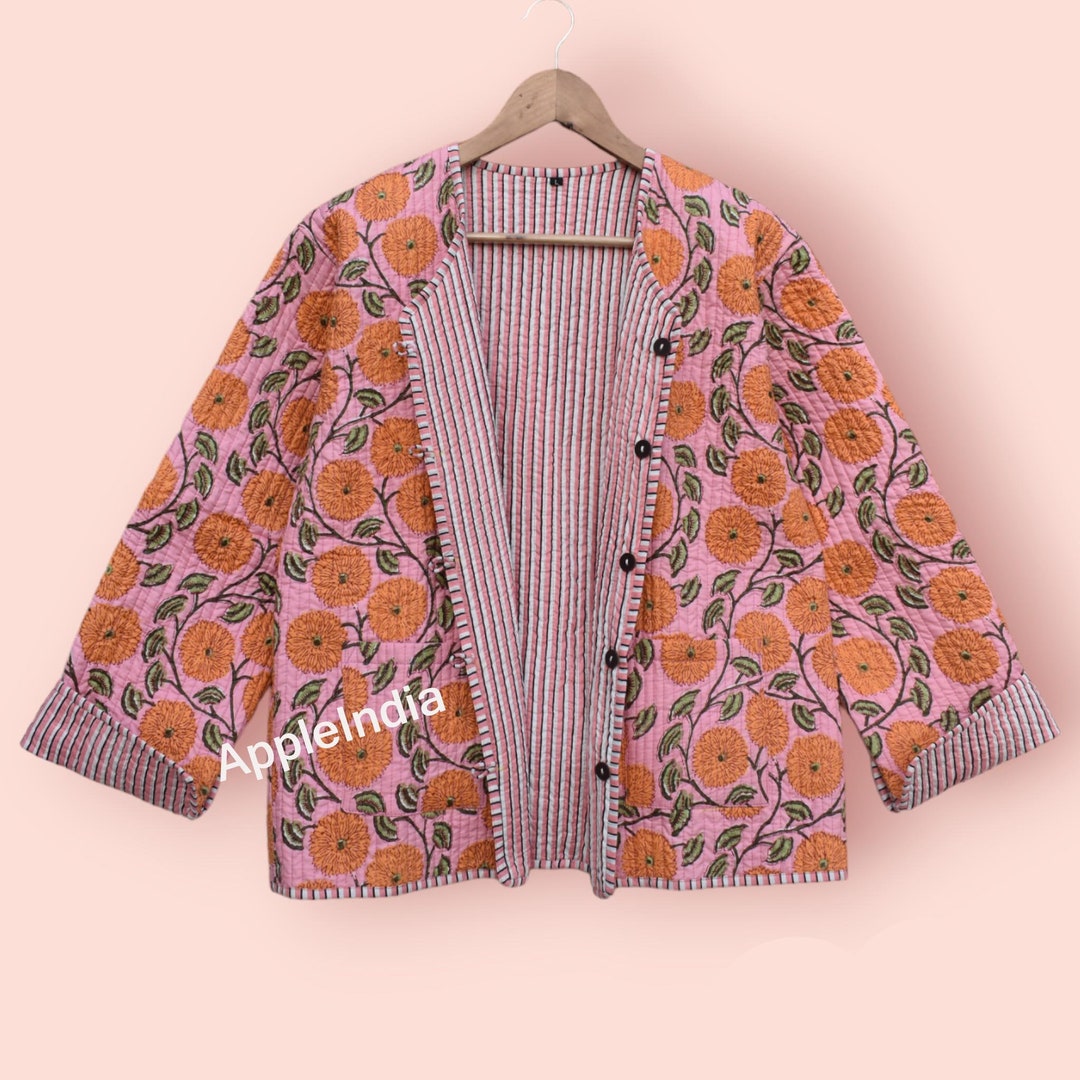 Reversible Block Print Jacket Indian Quilted Jacket Patola Indian ...