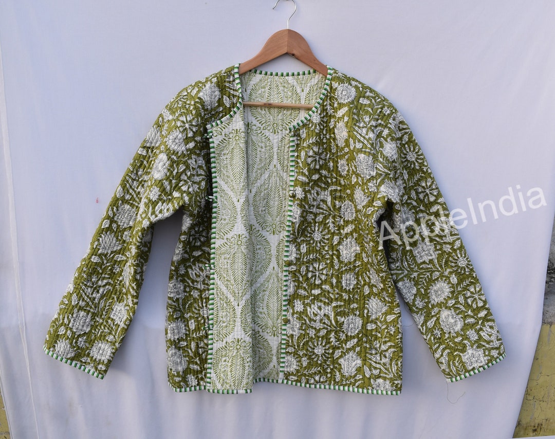 Reversible Block Print Jacket Indian Quilted Jacket Patola - Etsy