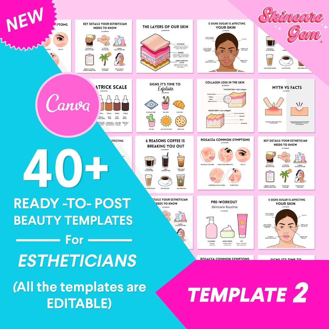 ESTHETICIAN Templates 2 , Canva, Templates, Skincare, Beauty ...