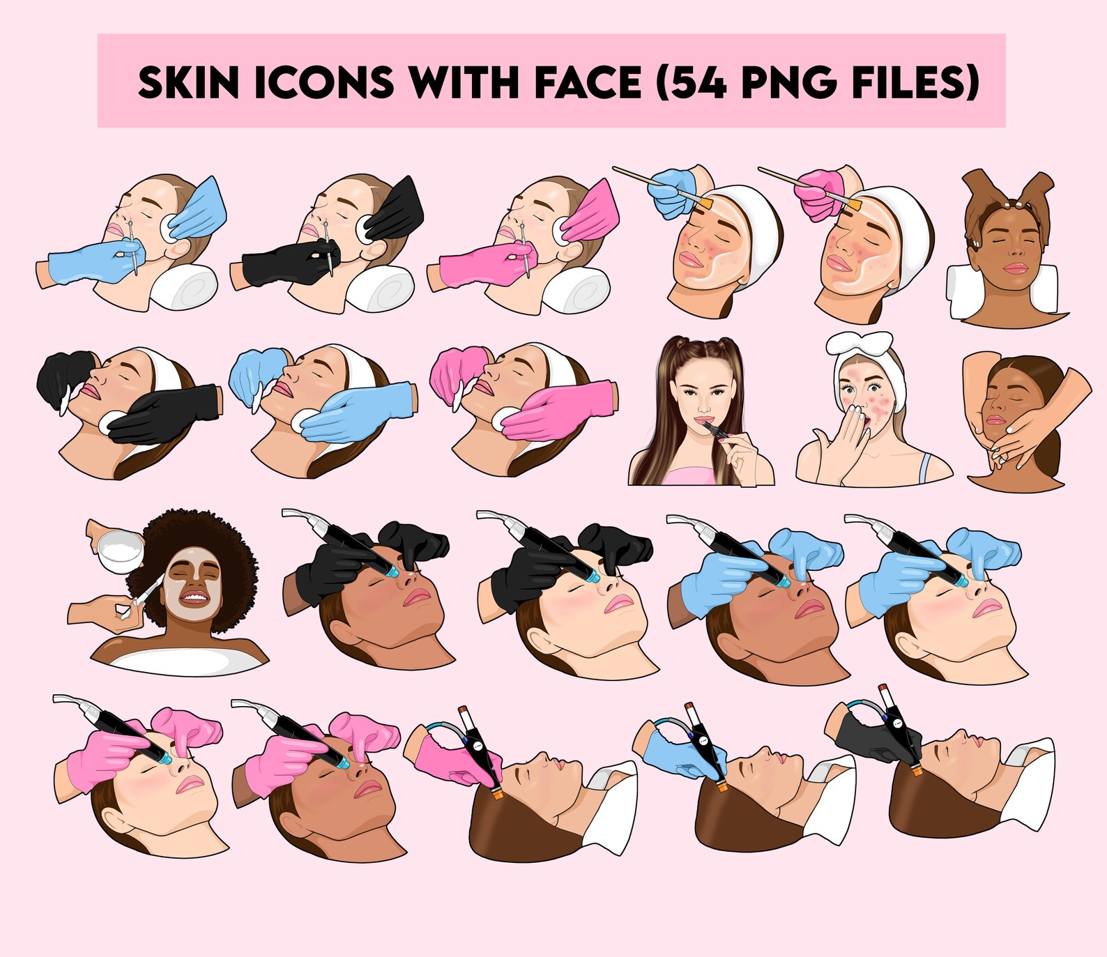 54 SKIN ICONS With FACE (quick Download), Digital Illustration - Etsy