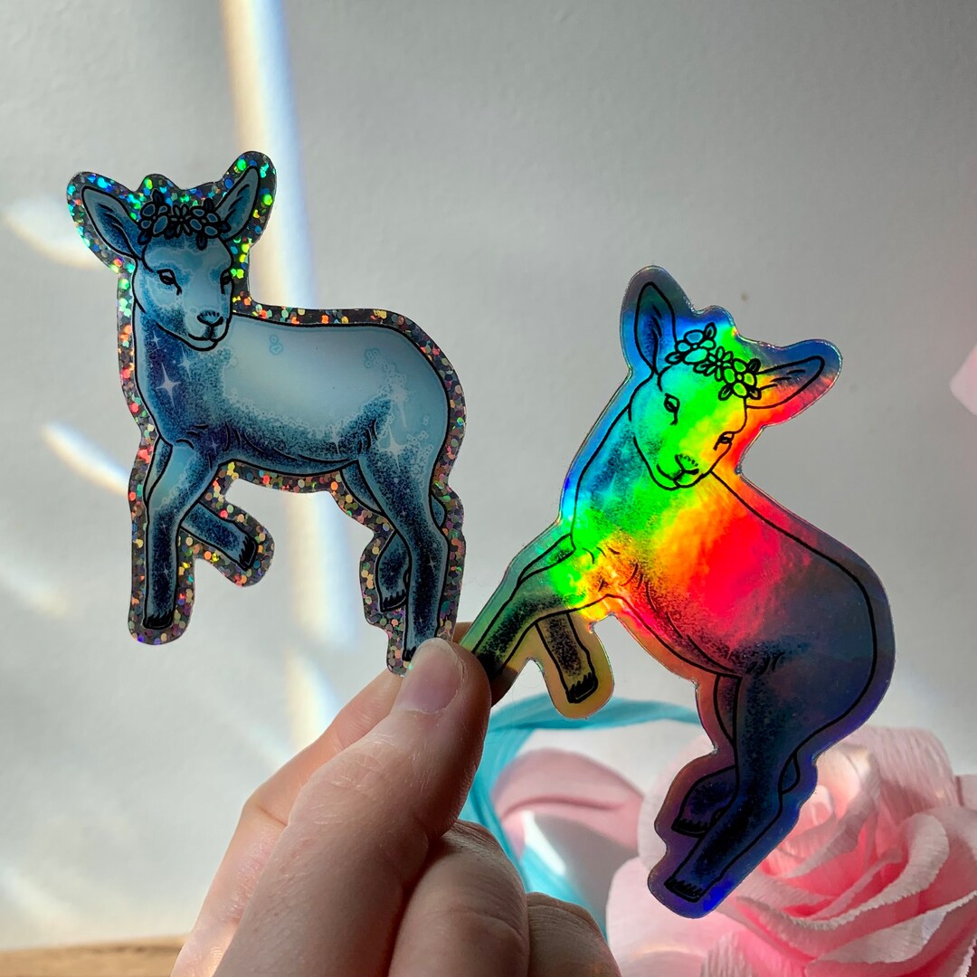Lamb Sticker Magic Sheep Sticker Sparkly Lamb Sticker / Glitter Vinyl ...