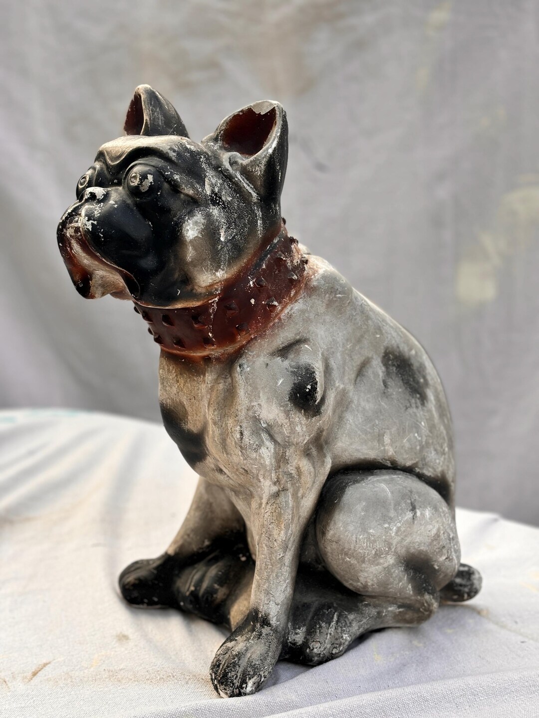 Very Large Antique Boston Terrier, Bulldog, French Bulldog, Chalkware ...