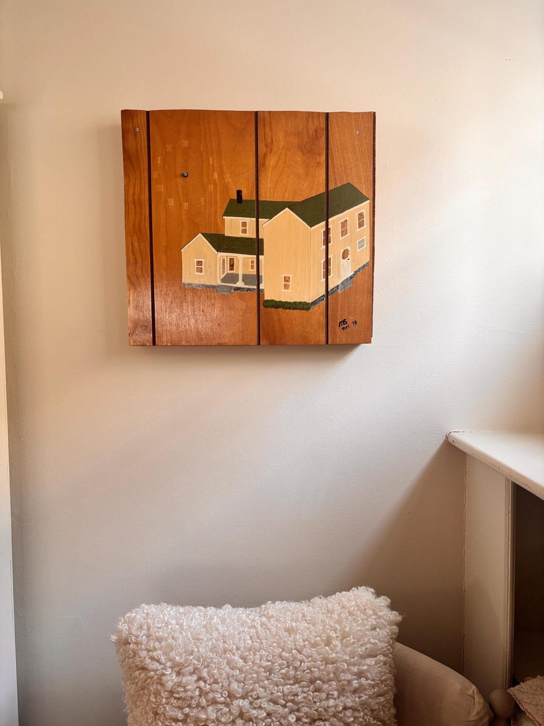 Vintage 1978 Primitive Folk Art Clock Wood Painting Farmhouse - Etsy