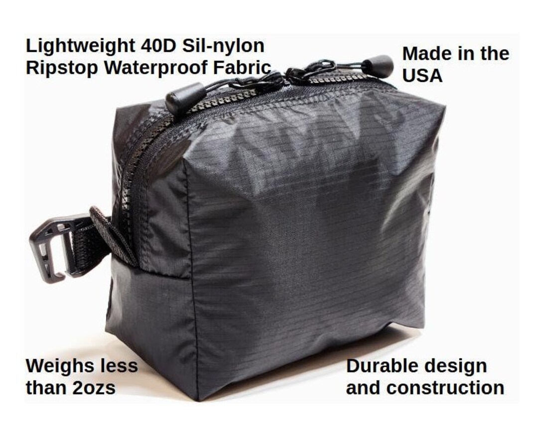 Lightweight Hiking 6.5x5x3" Black 40D Nylon Ripstop Backpack Side Pouch ...