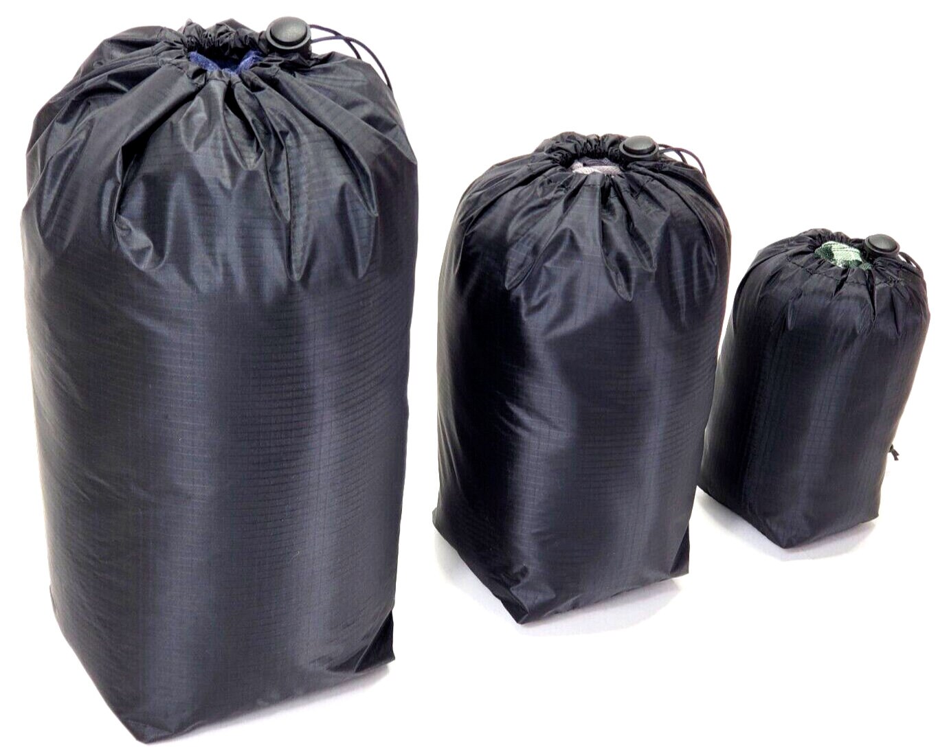Lightweight 3-pack Black 40D Ripstop Nylon Ditty Bag Stuffsacks COMBO ...