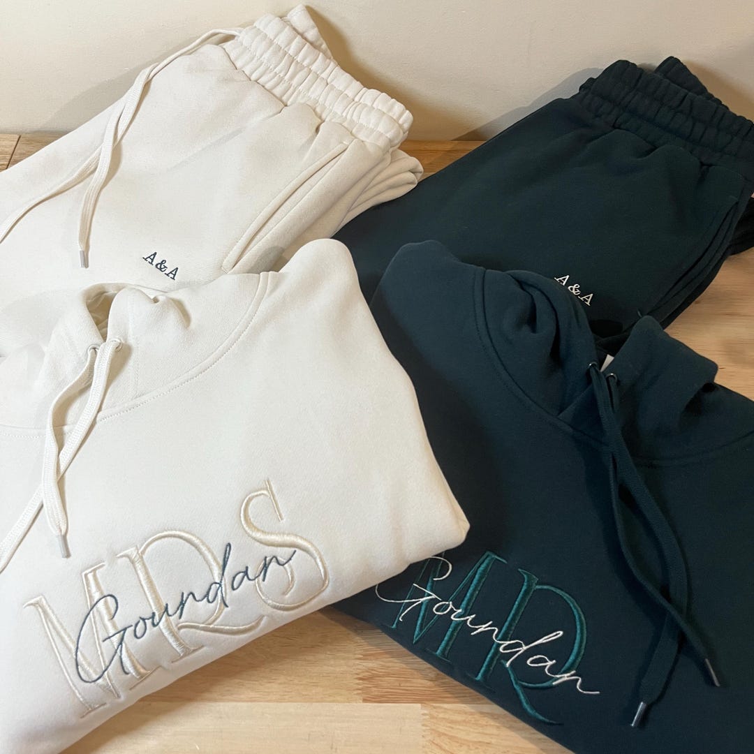 Personalised Embroidered Tracksuit Set of 2 Custom Mr and Mrs Surname ...