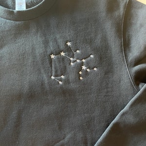 Zodiac Embroidered Hoodie Star Sign Constellation Sweatshirt Machine ...
