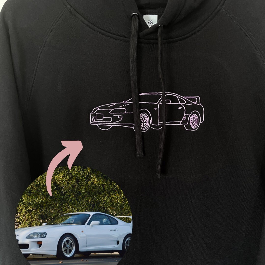 Custom Car Embroidered Sweatshirt, Personalised Minimalist Line Art ...