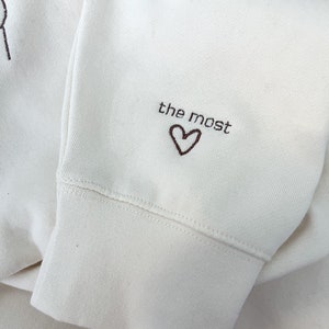 Personalised Cuff Embroidered Hoodie Custom Text Matching Sweatshirt ...