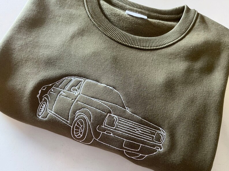 Custom Car Embroidered Sweatshirt Personalised Minimalist - Etsy