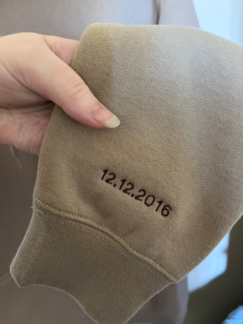 Personalised Cuff Embroidered Sweatshirt Custom Text Hoodie Machine ...