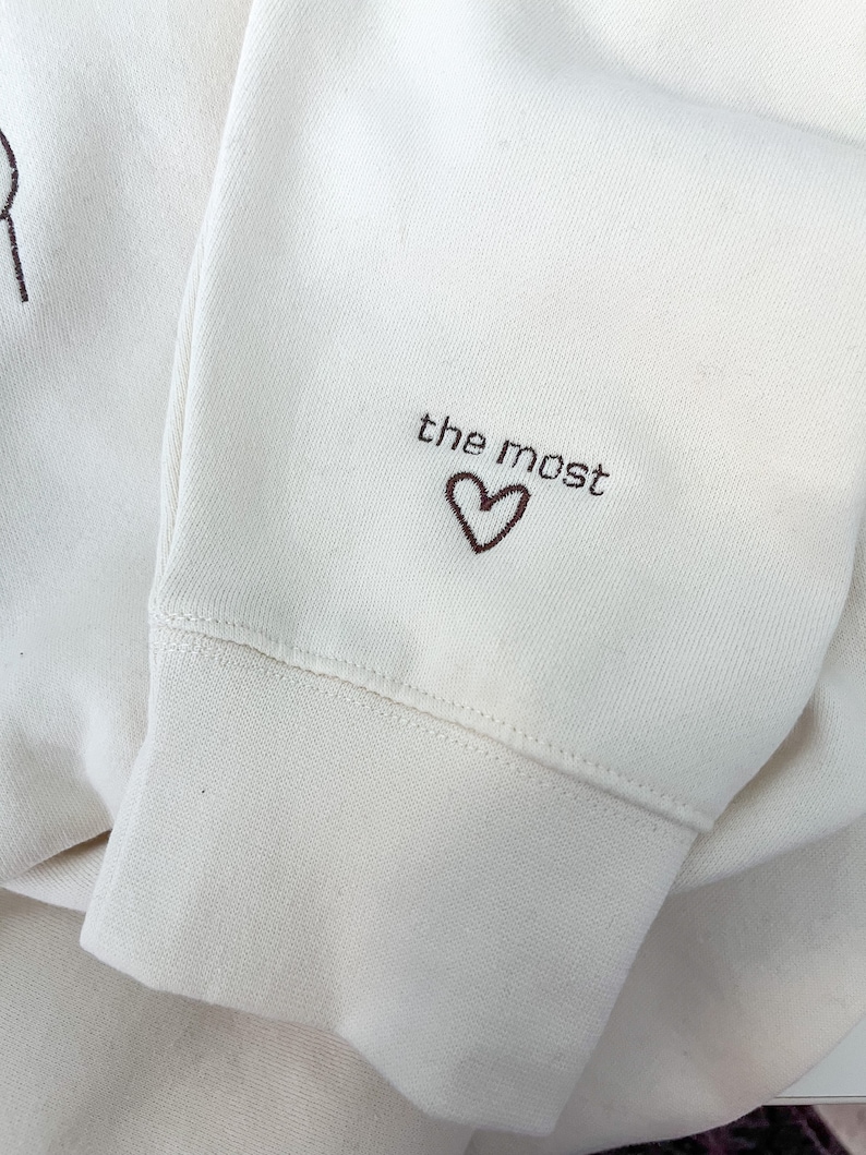 Personalised Cuff Embroidered Sweatshirt Custom Text Hoodie Machine ...