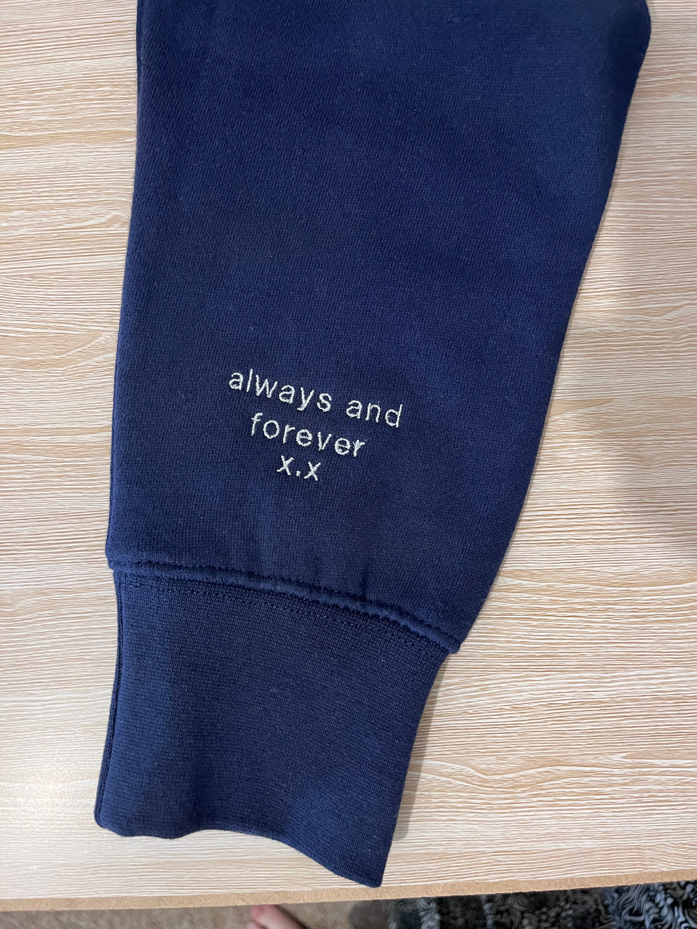 Personalised Cuff Embroidered Sweatshirt Custom Text Hoodie Machine ...