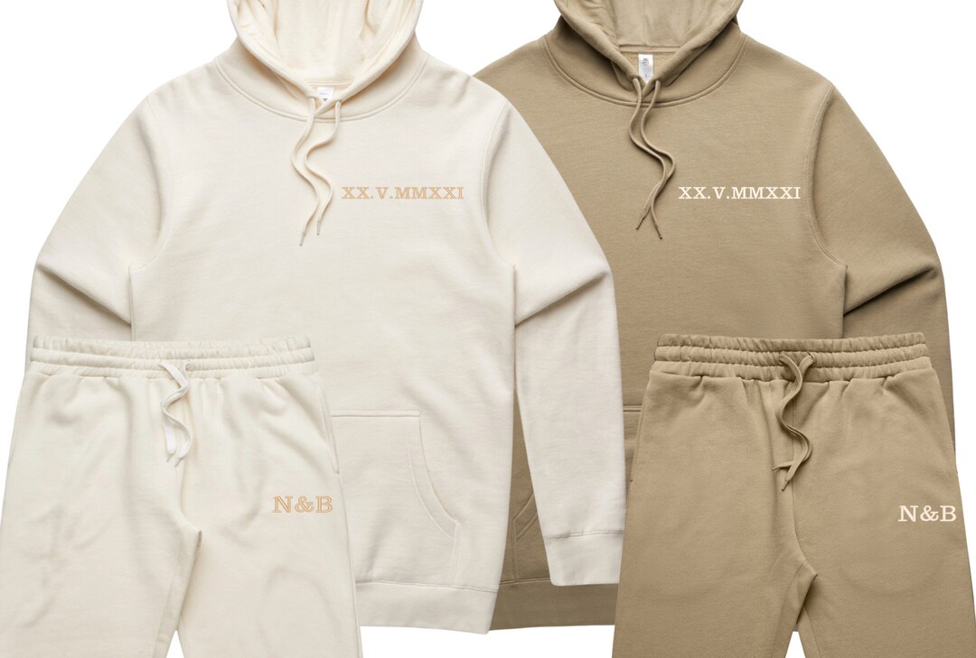 Personalised Embroidered Tracksuit Set of 2 Custom Roman Numeral ...