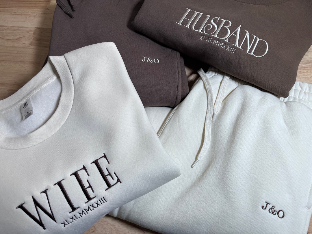Personalised Embroidered Tracksuit Set of 2 Custom Husband & Wife ...