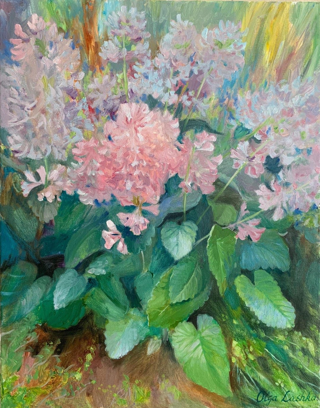 Pink Garden Flowers. Original Oil Painting. - Etsy