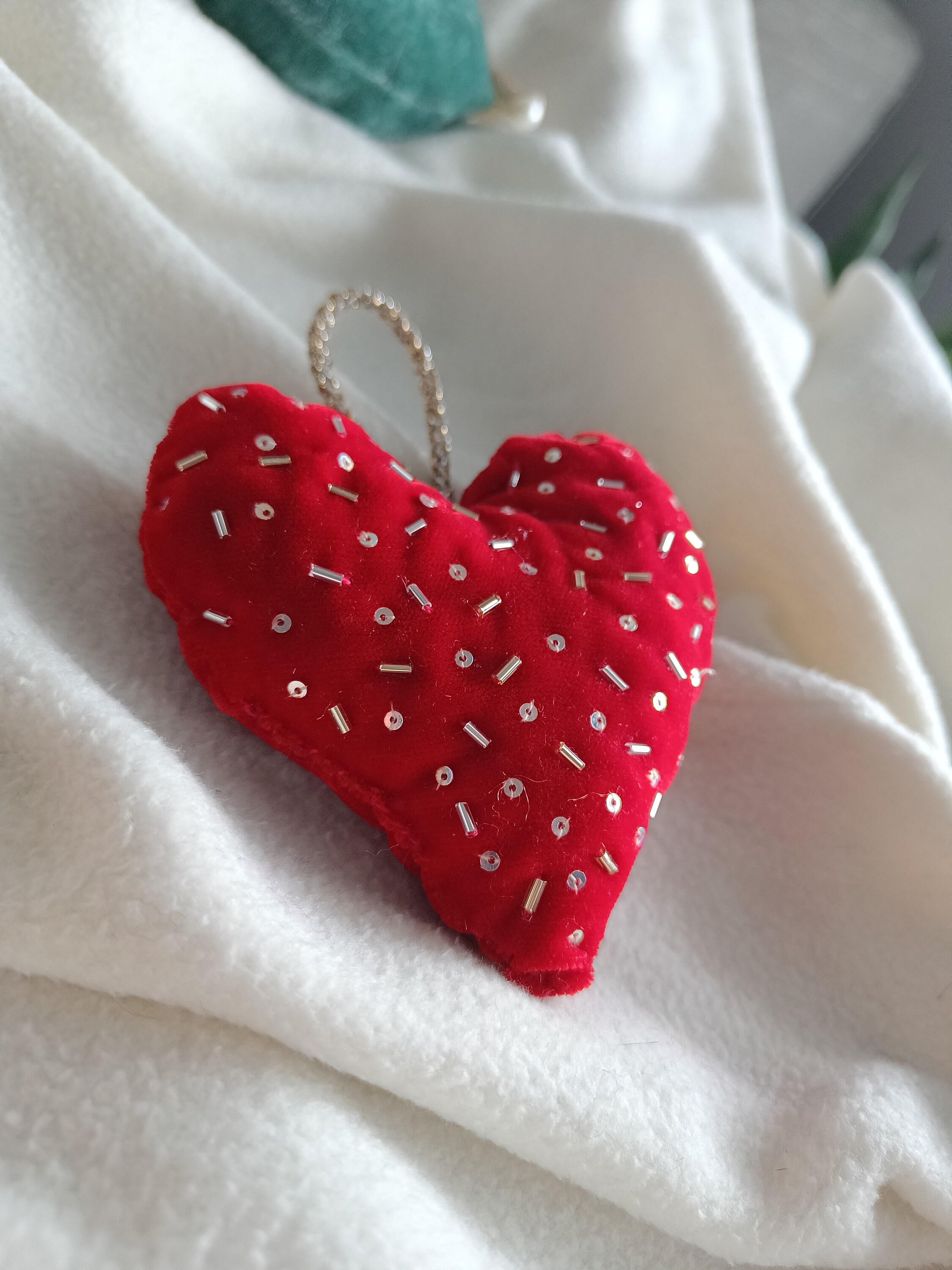 Velvet Valentines Ornament, Heart Ornament, Valentines Day Decor ...
