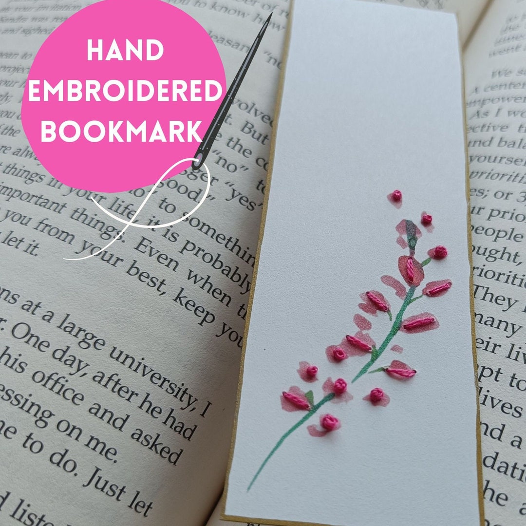 Bookmarks With Flowers and Minimal Hand Embroidery. Botanical Bookmark ...