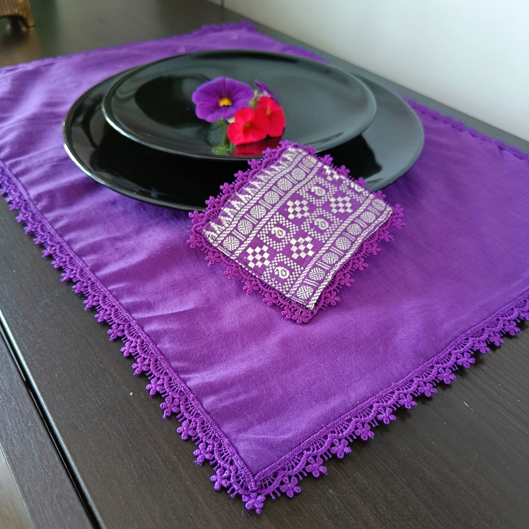 Table Mat With Matching Coaster Set (1 Each)/ Purple Placement Mat - Etsy