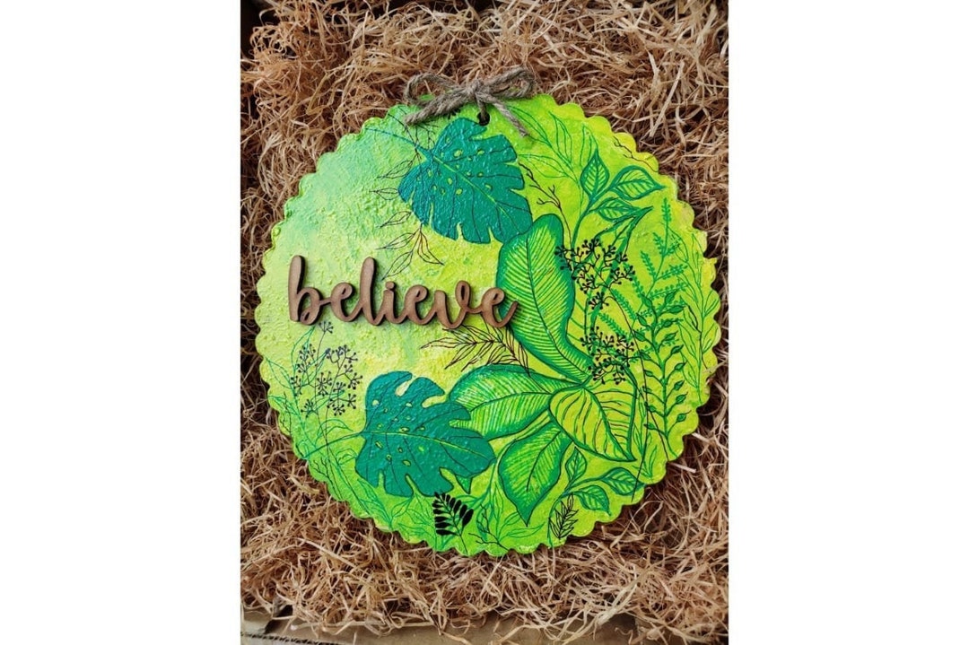 Hand Painted Doodle Art With Foliage Placed Aesthetically/ Handmade Art ...