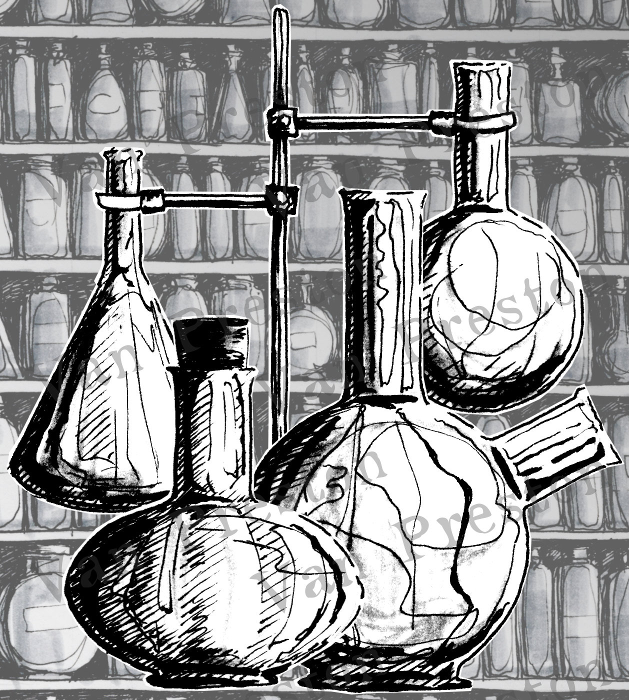 12 Apothecary Illustrations Black & White Printable Digital Alchemy ...