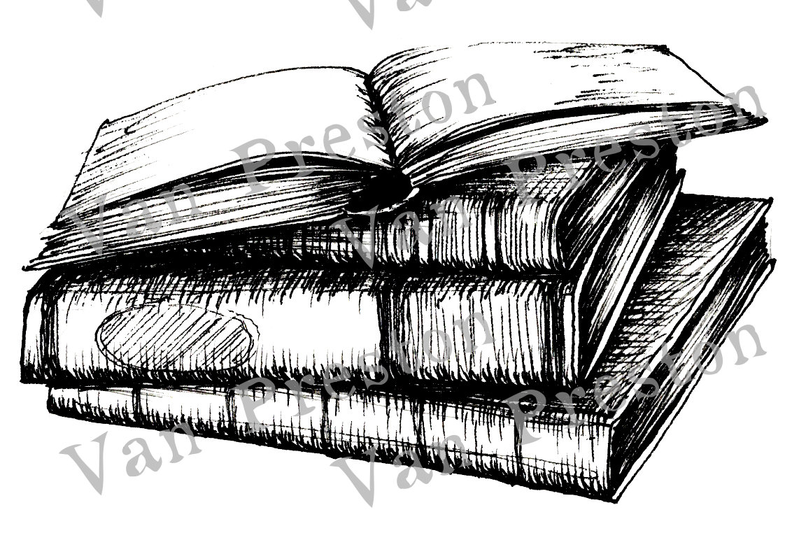Book Illustrations Pictures of Books Stacks Printable Clipart Digital ...
