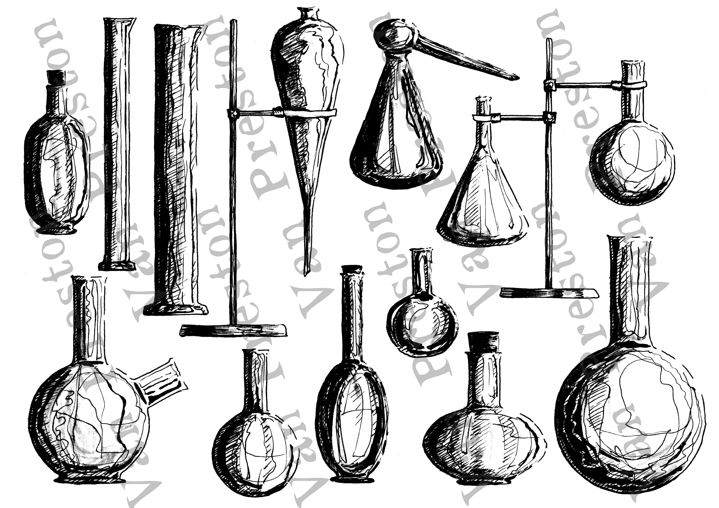 12 Apothecary Illustrations Black & White Printable Digital - Etsy
