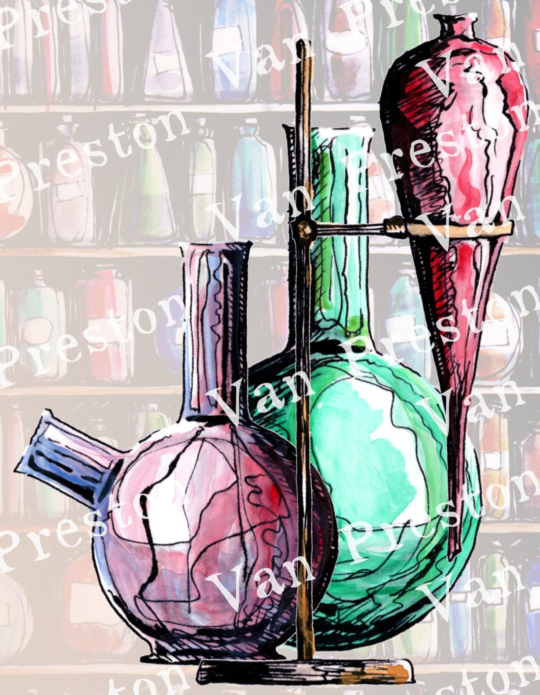 12 Apothecary Illustrations Printable Digital Alchemy Potions Bottles ...