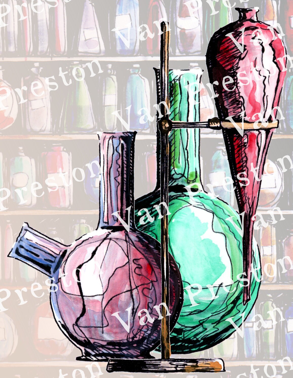 12 Apothecary Illustrations Printable Digital Alchemy Potions Bottles ...