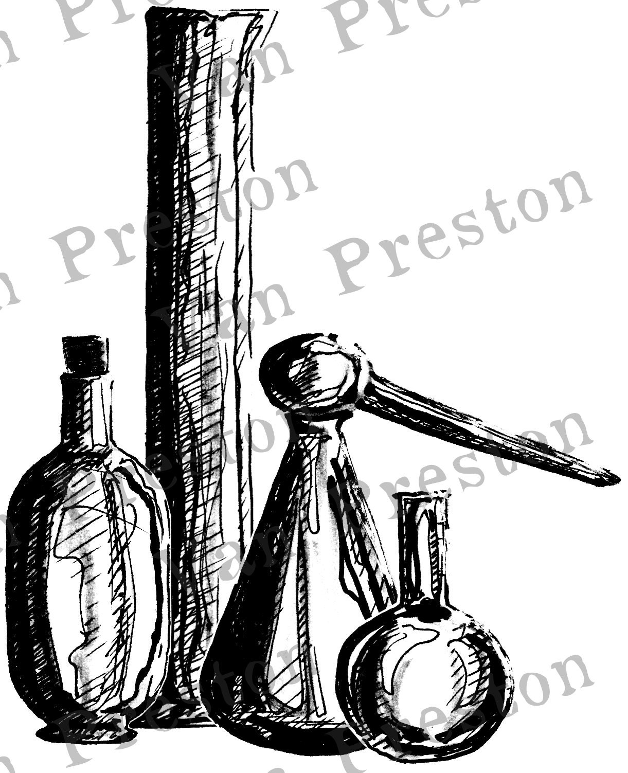 12 Apothecary Illustrations Black & White Printable Digital Alchemy ...