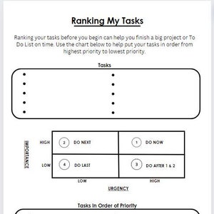 Task/project Ranking Worksheet 100% Customizable Canva Template - Etsy