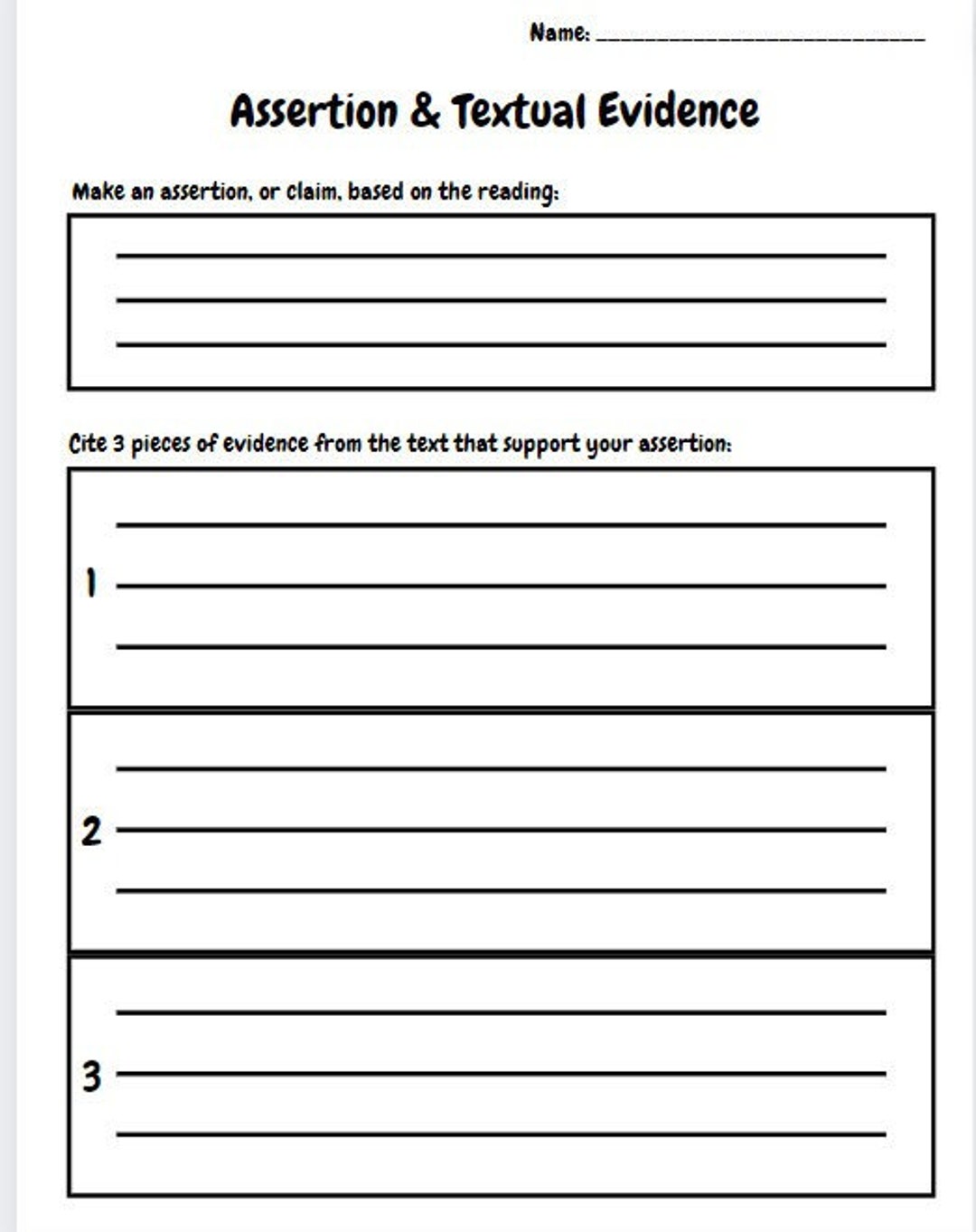 Assertion & Evidence Worksheet 100% Customizable Canva Template - Etsy