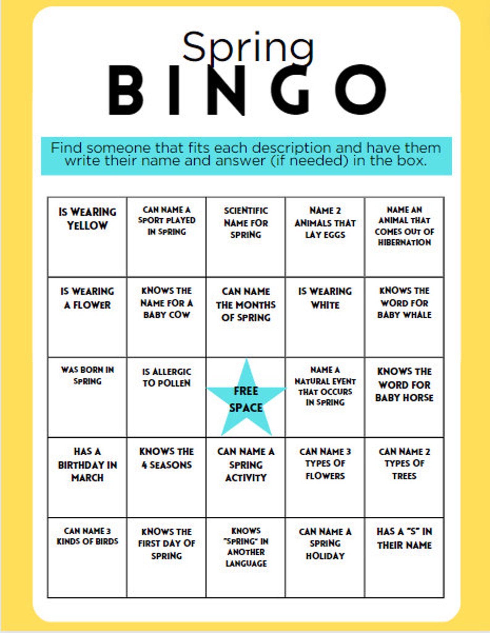 Spring Season Themed Bingo for Classroom or Event 100% Customizable ...