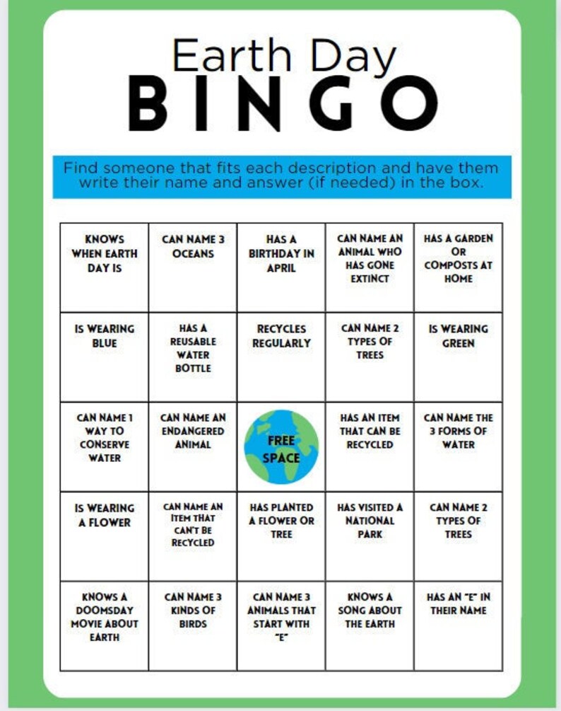 Earth Day Bingo 100% Customizable Canva Template - Etsy