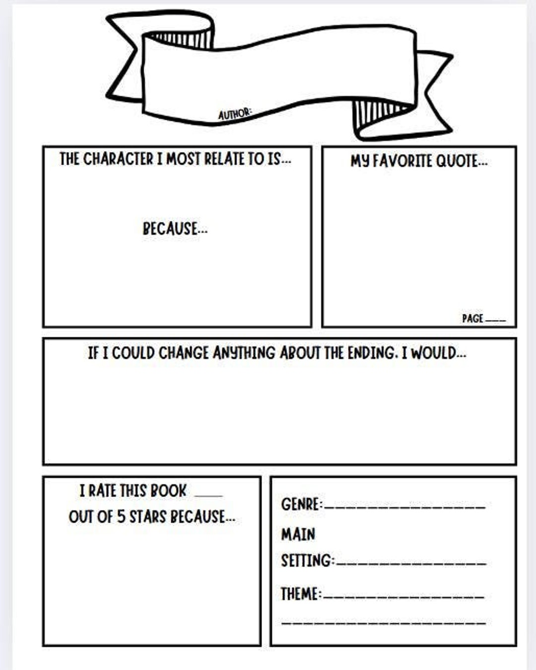 Book Reflection/report Worksheet 100% Customizable Canva Template - Etsy