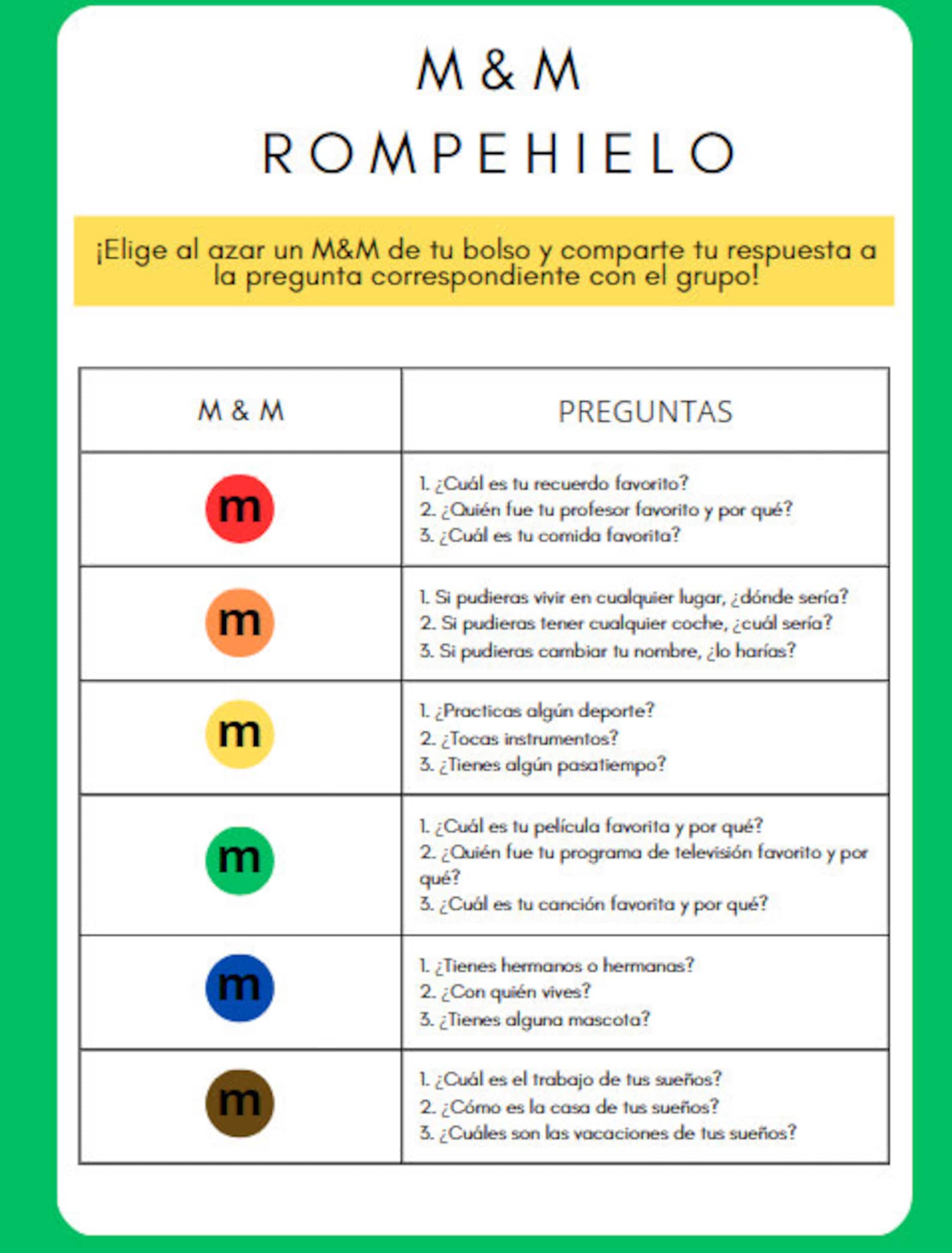 M&M Icebreaker Game: Classroom or Work Activity (canva Template ...