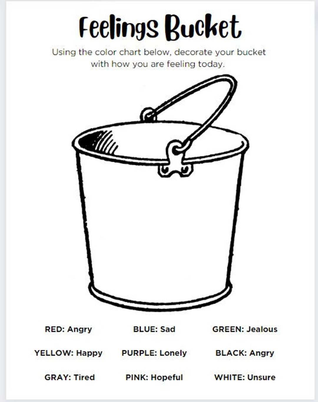 Feelings Bucket Worksheet 100% Customizable Canva Template (social ...