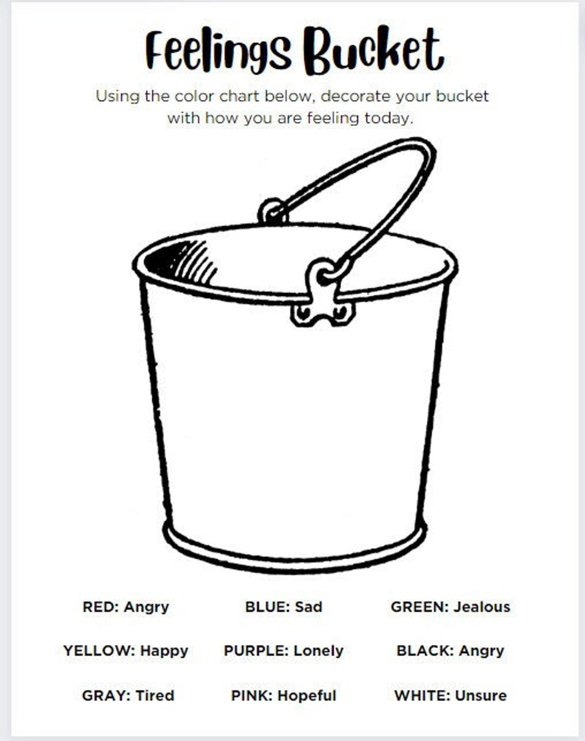 Feelings Bucket Worksheet 100% Customizable Canva Template social ...