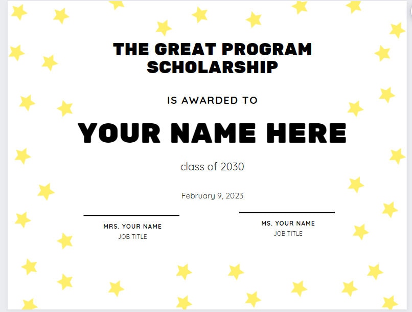 100% Customizable Star Themed Award Certificate Canva Template - Etsy